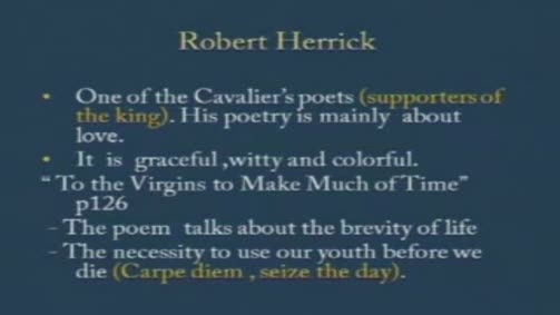 Robert Herrick: "To The Virgins, To Make Much of Time" - جامعة القدس ...